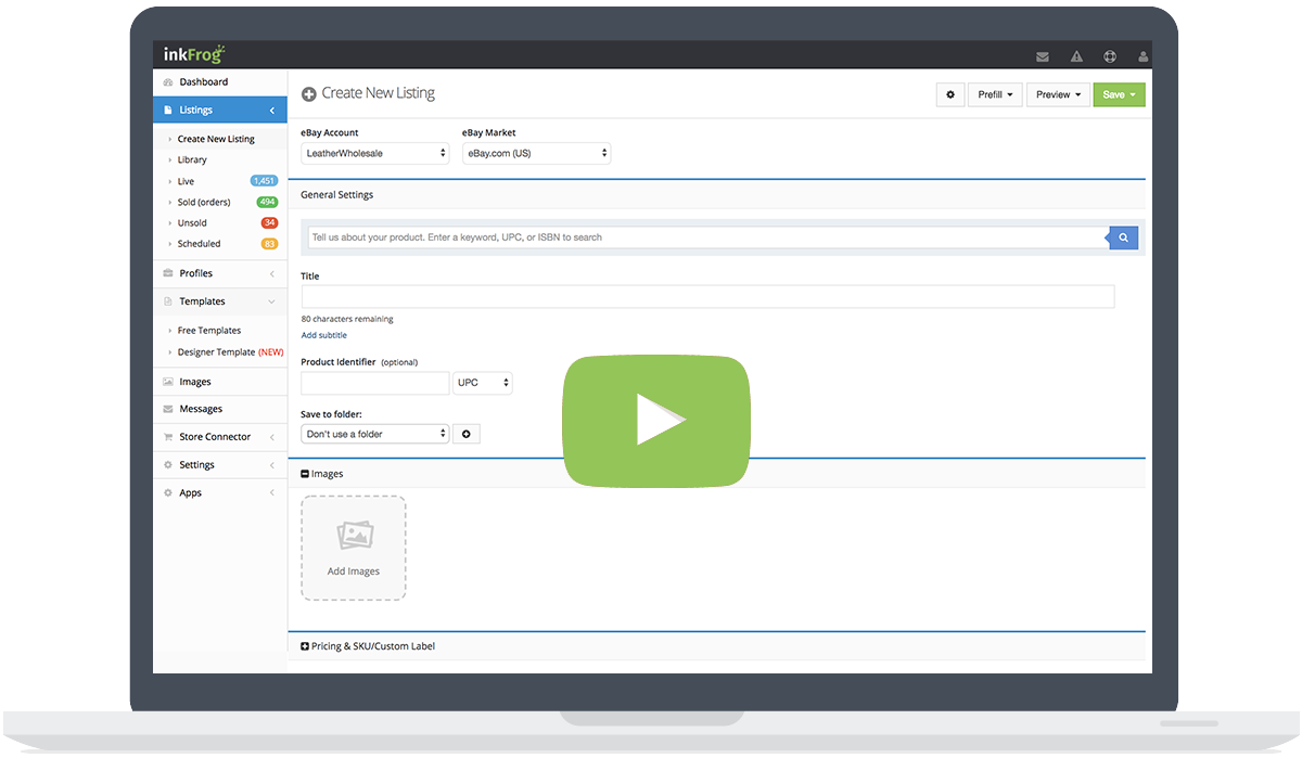 Free eBay listing software to help you grow your eBay business by inkFrog.